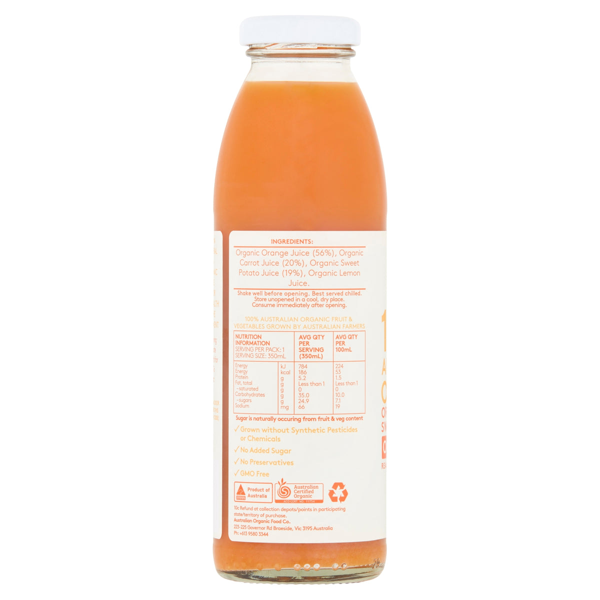 Australian Organic Food Co Orange Blend - Orange, Carrot & Sweet Potat ...